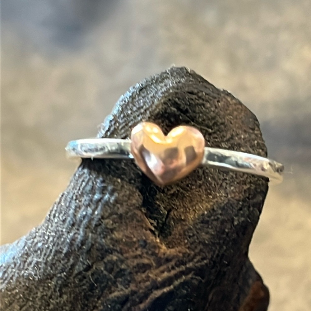 Silpada Sterling & Rose Gold Heart Stacking Ring-11 - Gem